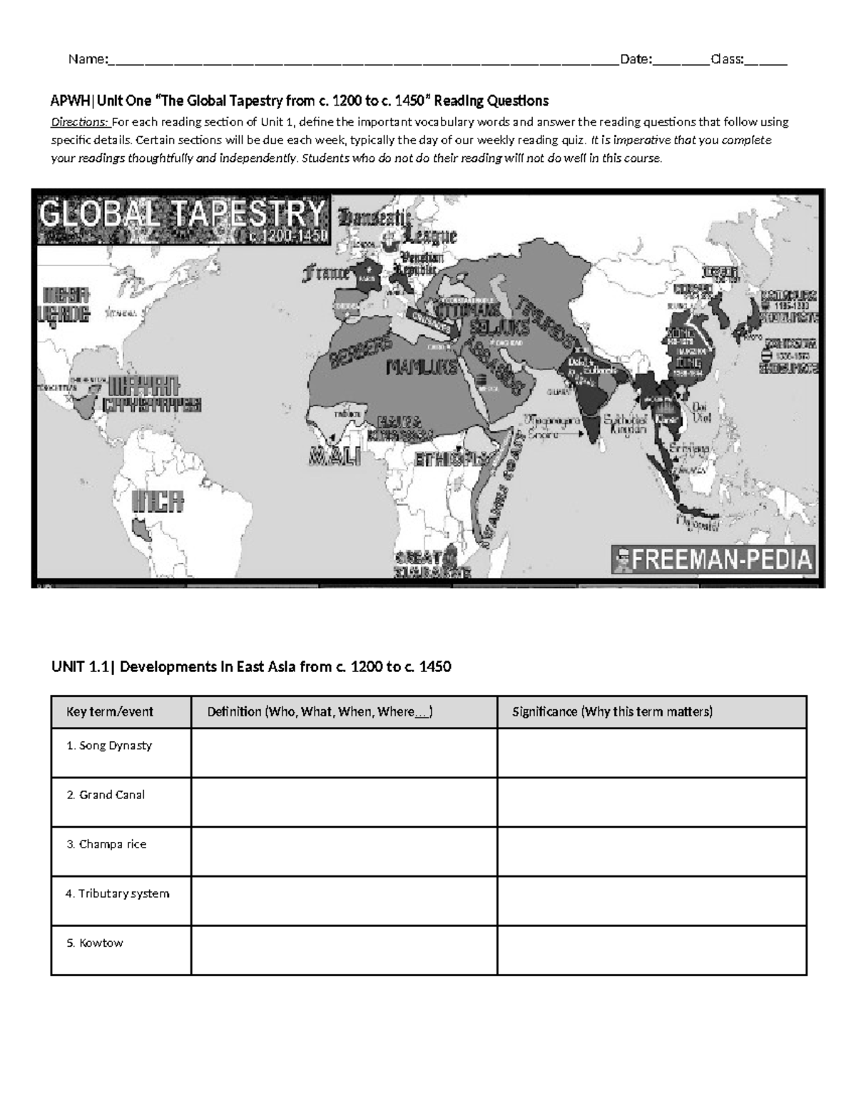 Copy of Unit 1 Reading Guide- Amsco - - Studocu