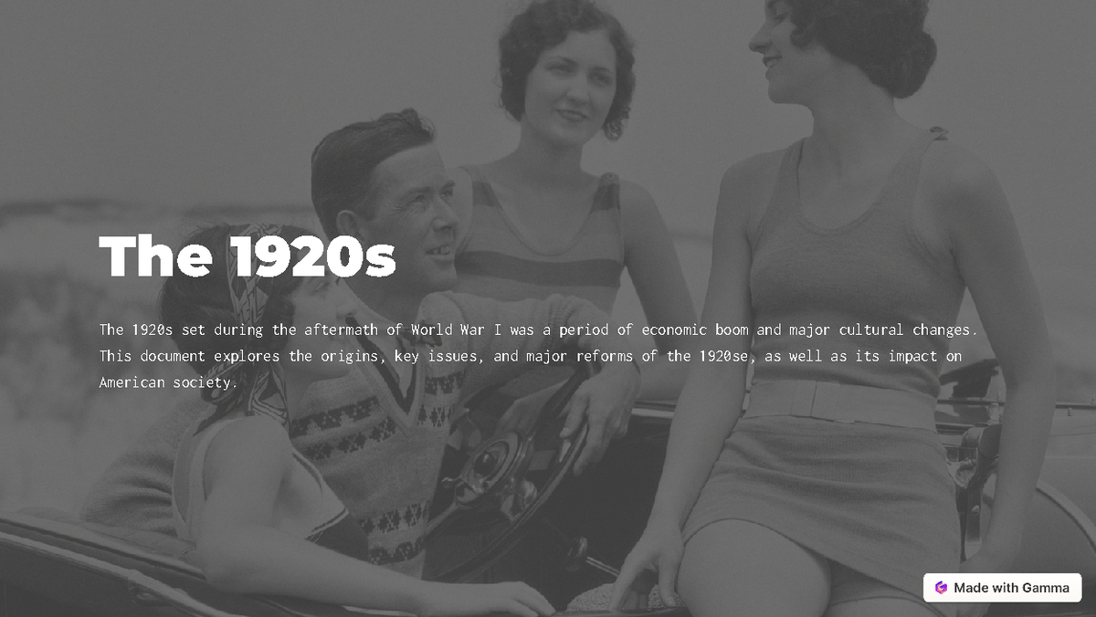 American Civilization III The 1920s and Women Rights - The 1920s The ...