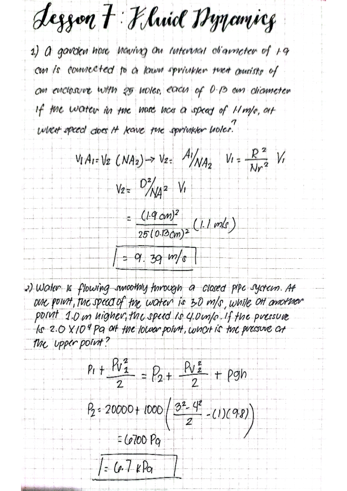 Lesson 7 Fluid Dynamics (Gen Physics DEET1-1) - Bs Physics - Studocu