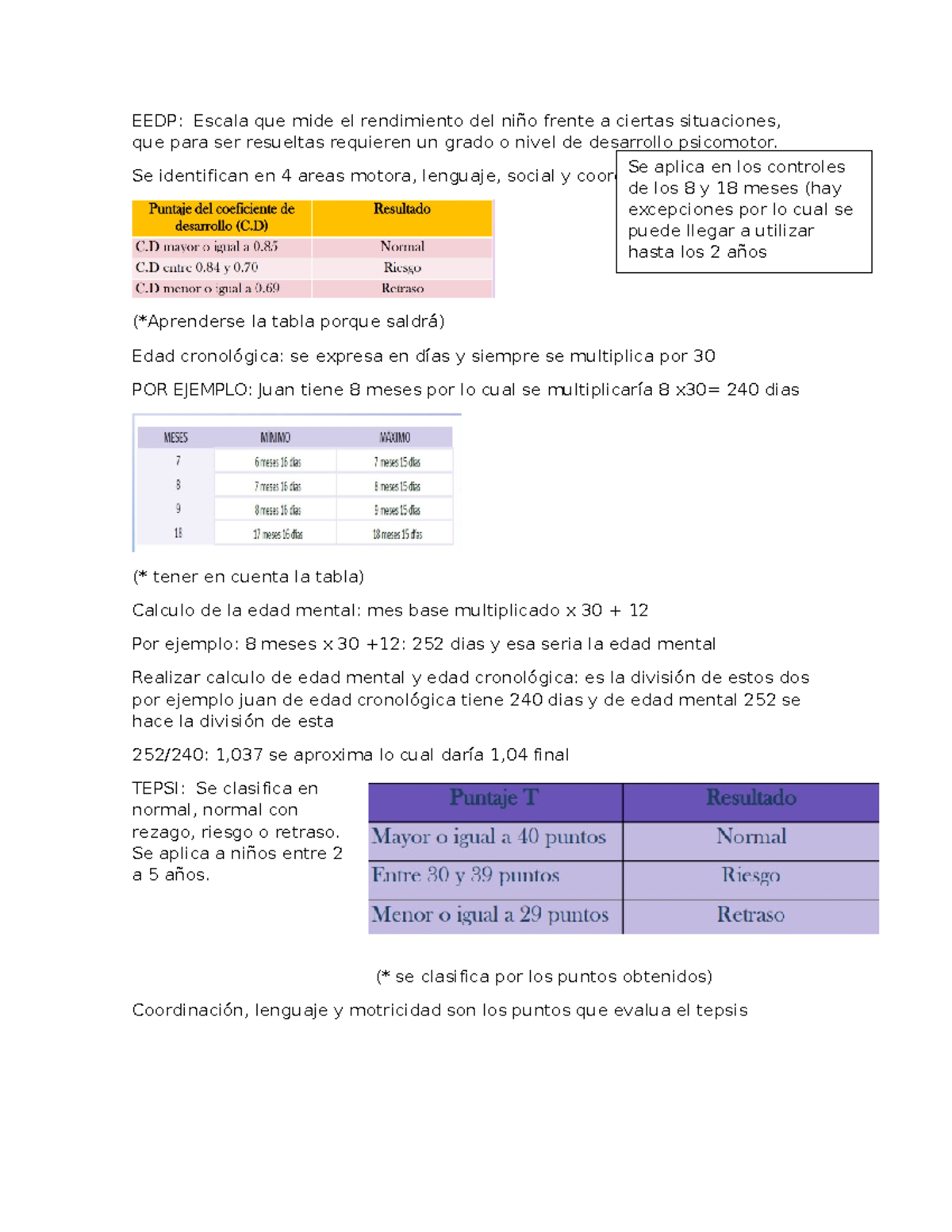 Resumen EDDP y tepsis - EEDP: Escala que mide el rendimiento del niño ...