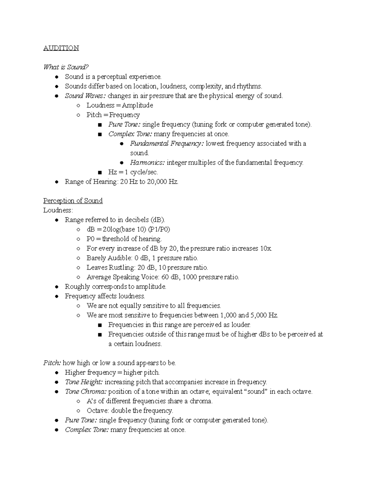 3. Audition - Lecture notes with Sarah Creem-Regehr. - AUDITION What is ...