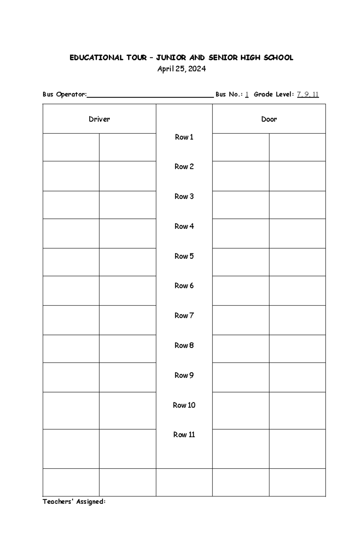 Bus Seating Plan - JHS and SHS Educ Tour Template - EDUCATIONAL TOUR – JUNIOR AND SENIOR HIGH ...