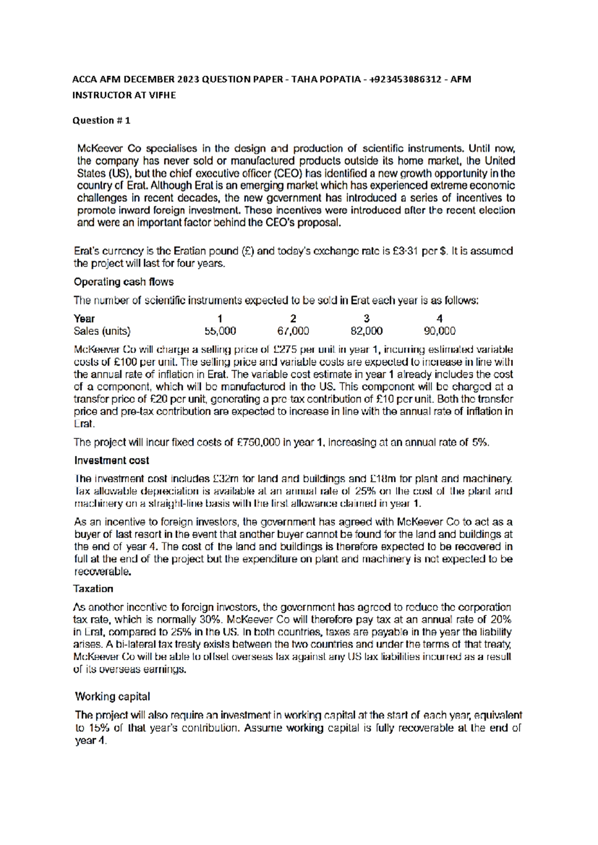 ACCA AFM December 2023 Question Paper - ACCA AFM DECEMBER 2023 QUESTION ...