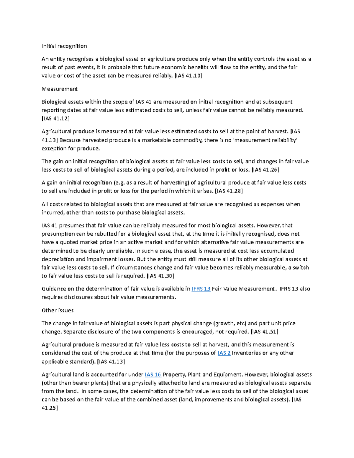 Initial recognition - Measurement Biological assets within the scope of ...