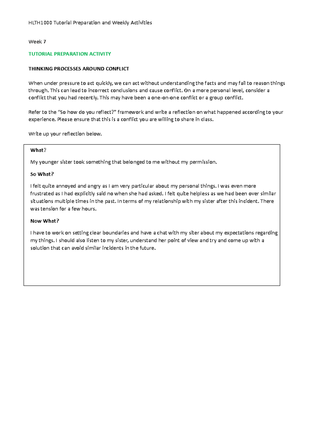 Week 7 tutorial preparation and weekly activities - HLTH1000 Tutorial Preparation and Weekly ...