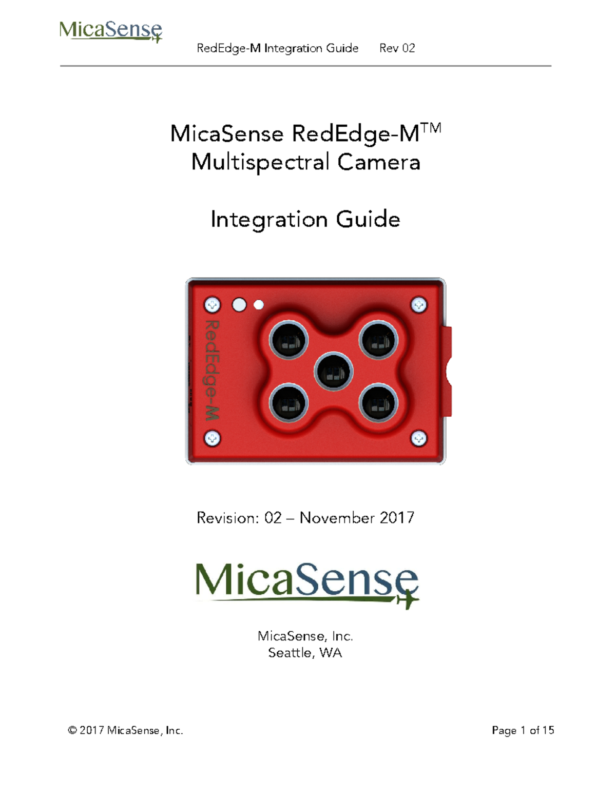 Red Edge-M Integration Guide - MicaSense RedEdge-M TM Multispectral ...