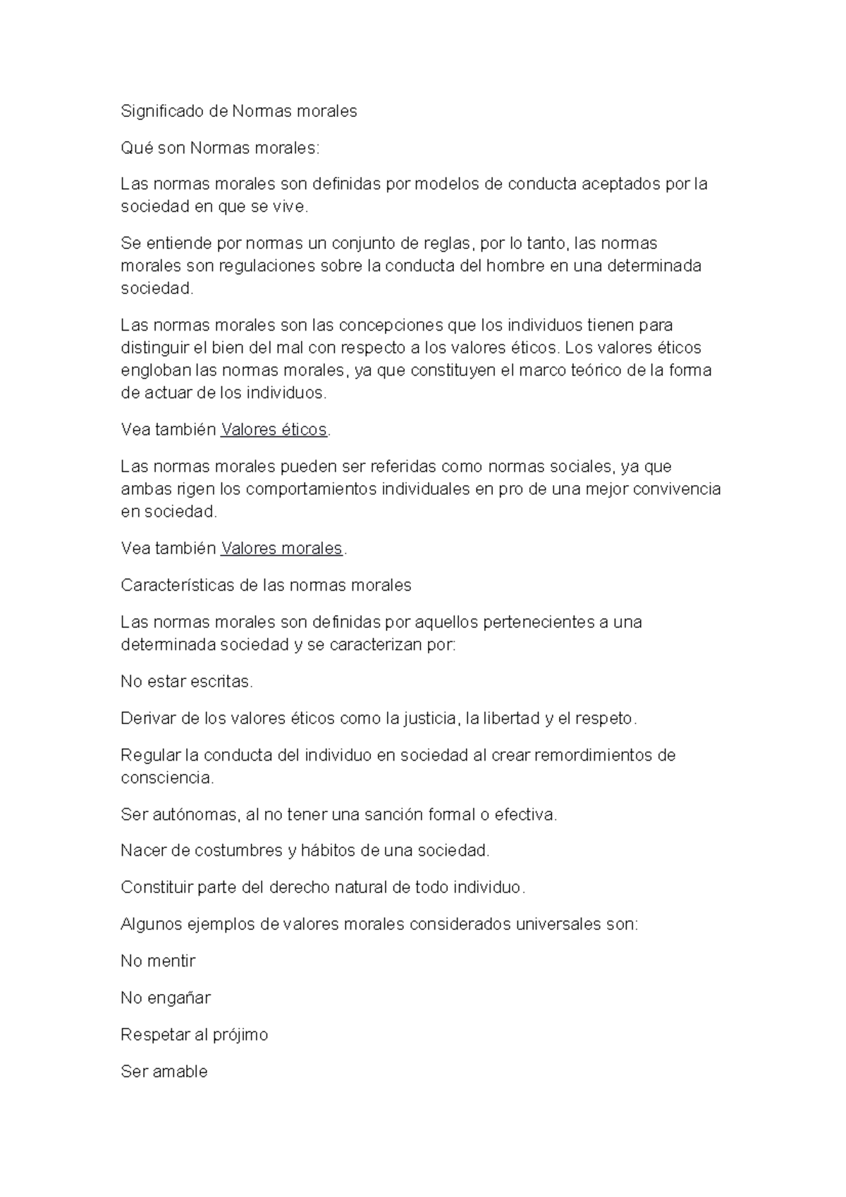 Significado de Normas morales - Se entiende por normas un conjunto de ...