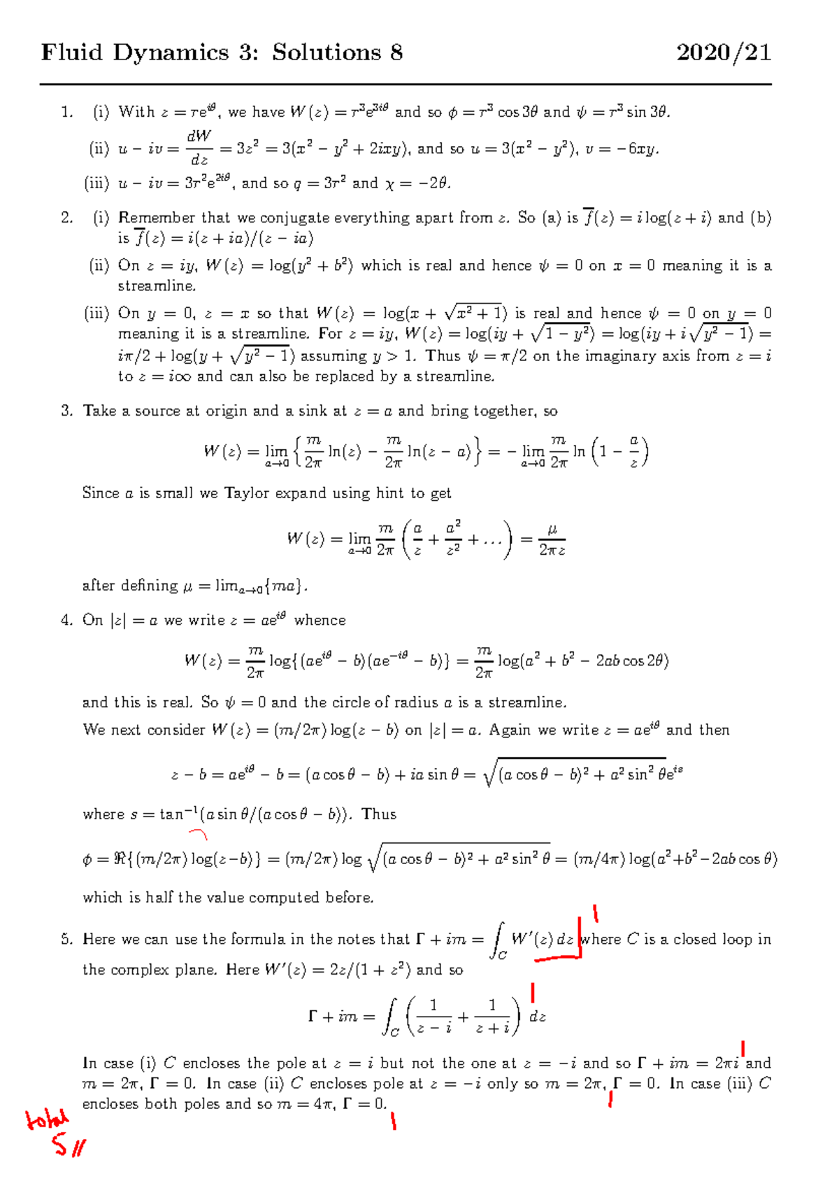 Fluid Dynamics worksheet Solutions 8 - Fluid Dynamics 3: Solutions 8 ...