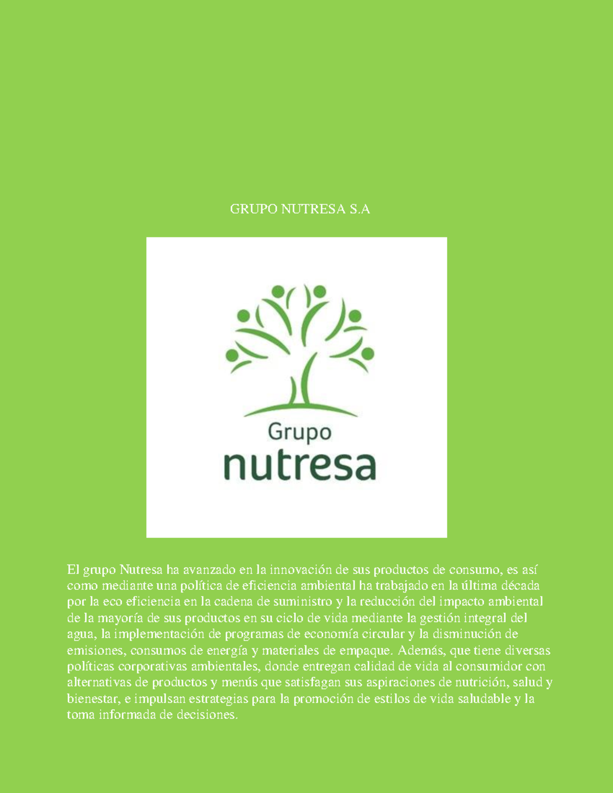 Triple botton line - El grupo Nutresa ha avanzado en la innovación de ...