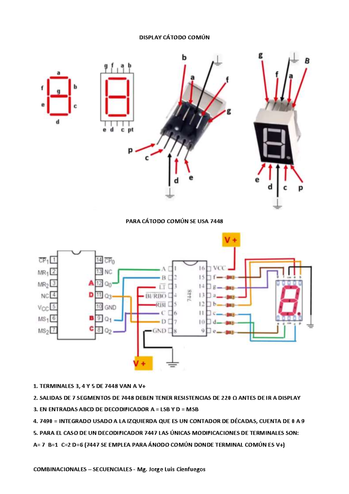 Display Cátodo Común Y Ánodo Común - COMBINACIONALES – SECUENCIALES ...