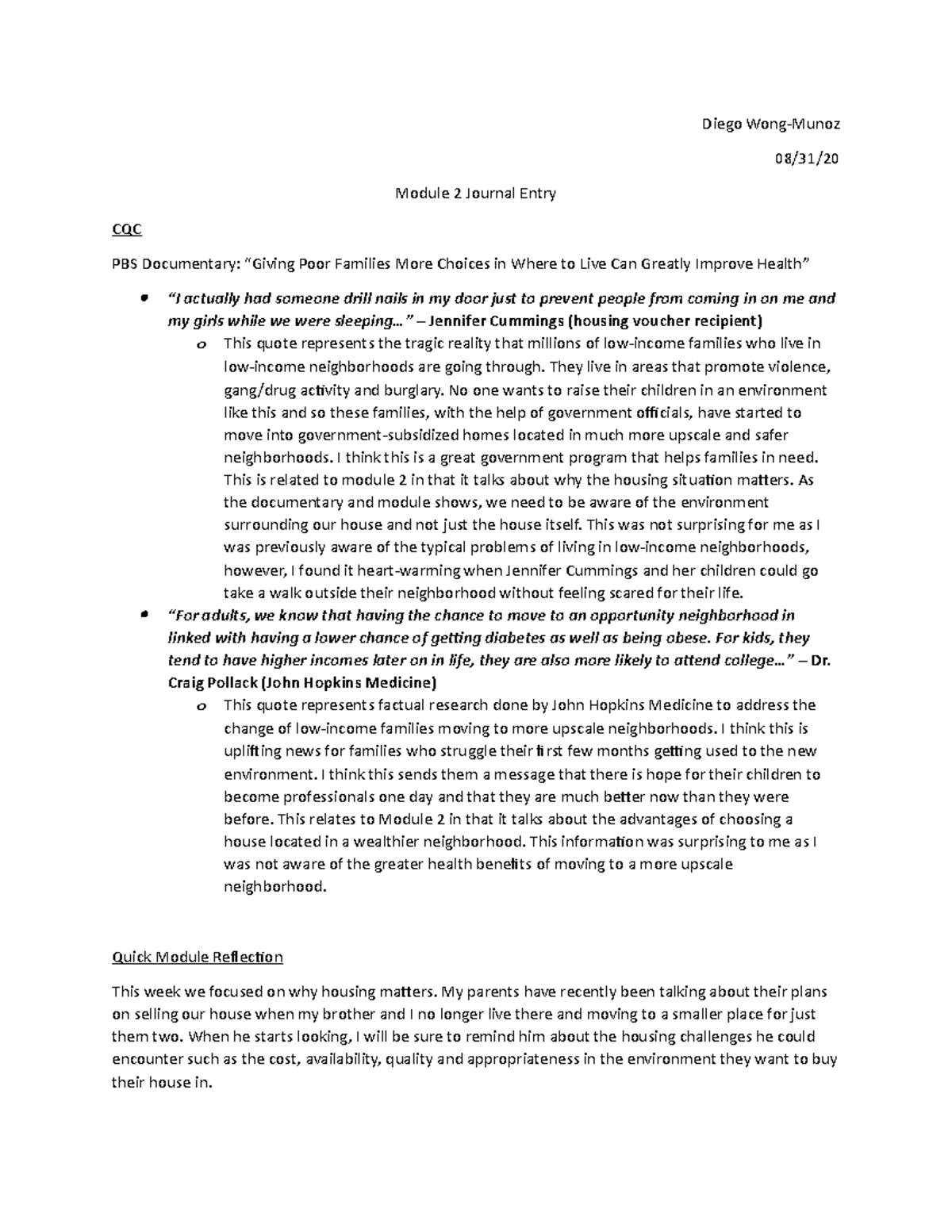 Module 2 Journal Entry copy - Diego Wong-Munoz 08/31/ Module 2 Journal ...