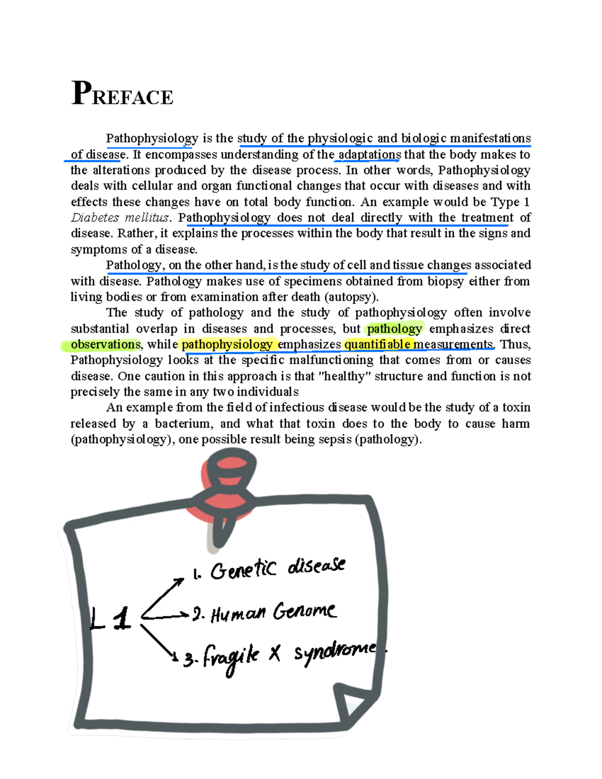 L 1. Pathophysiology - a lecture note - PREFACE Pathophysiology is the ...