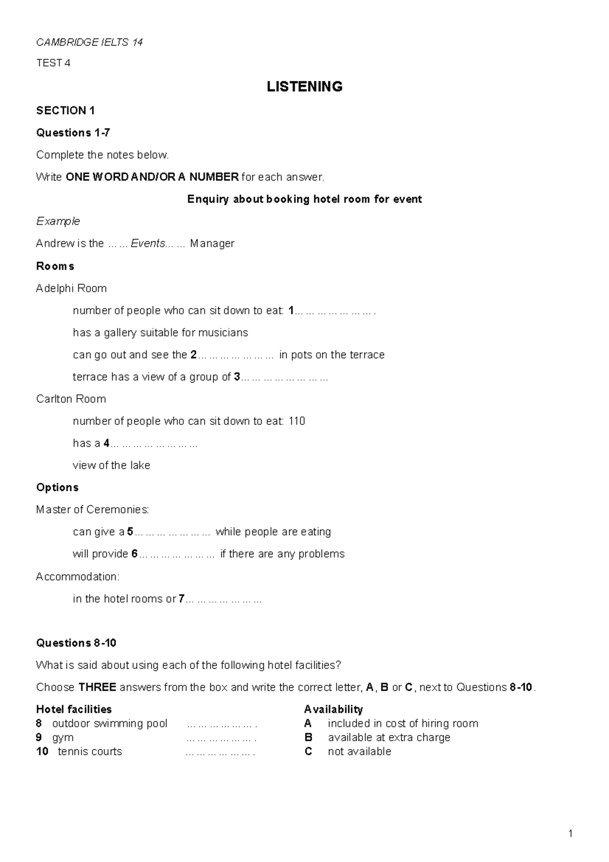 Cam 14 Test 4 Listening (portrait) - CAMBRIDGE IELTS 14 TEST 4 ...