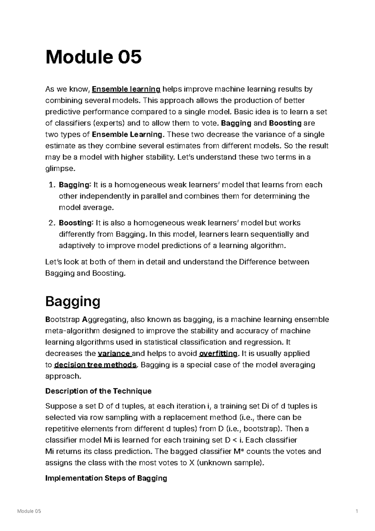 Ml Mod 5 By Me Module 05 As We Know Ensemble Learning Helps Improve Machine Learning
