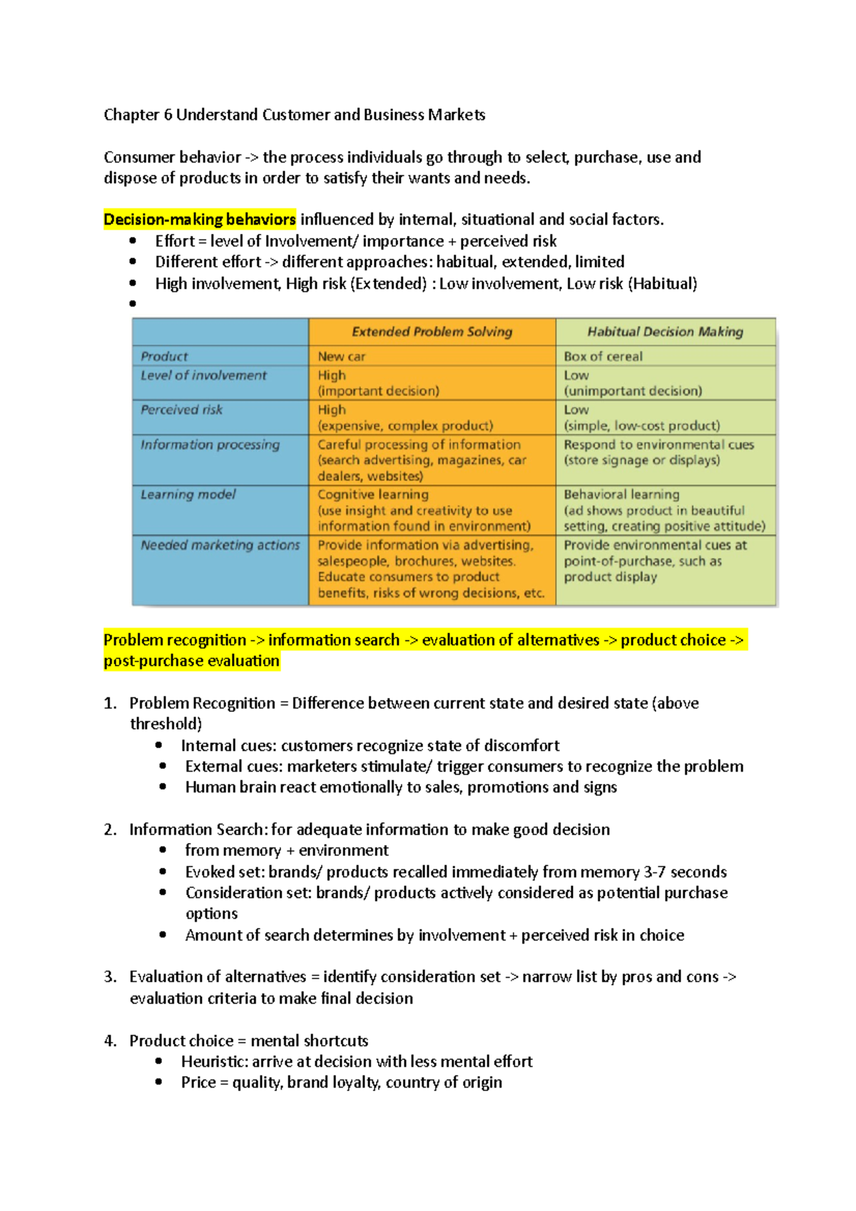 Understanding Consumer Behavior in Customer and Business Markets - Studocu