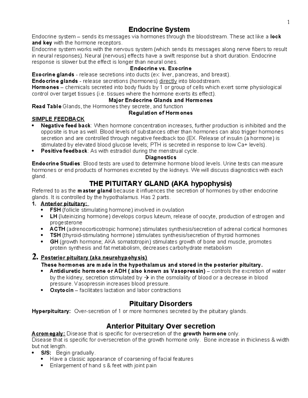 Endocrine Lecture Notes 2022 Students updated 5 - Endocrine System ...
