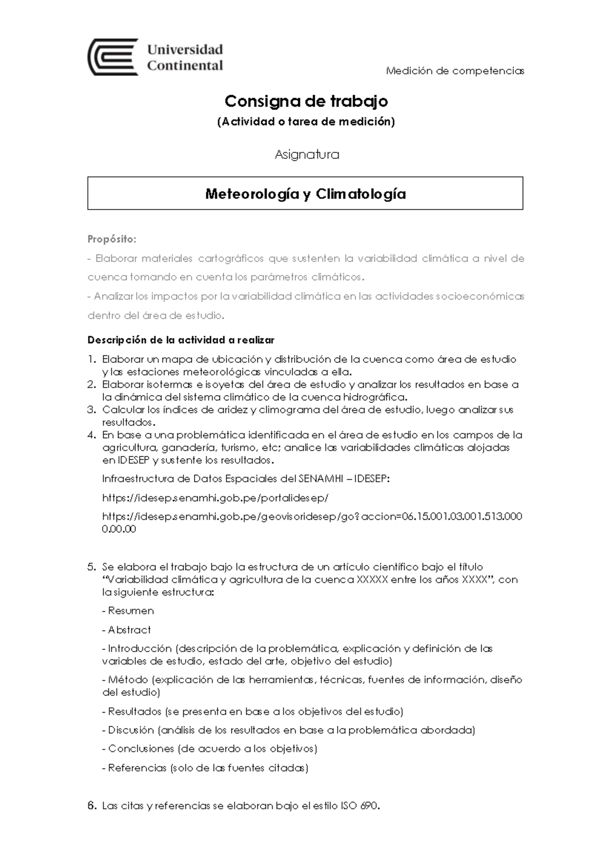 Consigna - bdb - Medición de competencias Consigna de trabajo (Actividad o tarea de medición ...