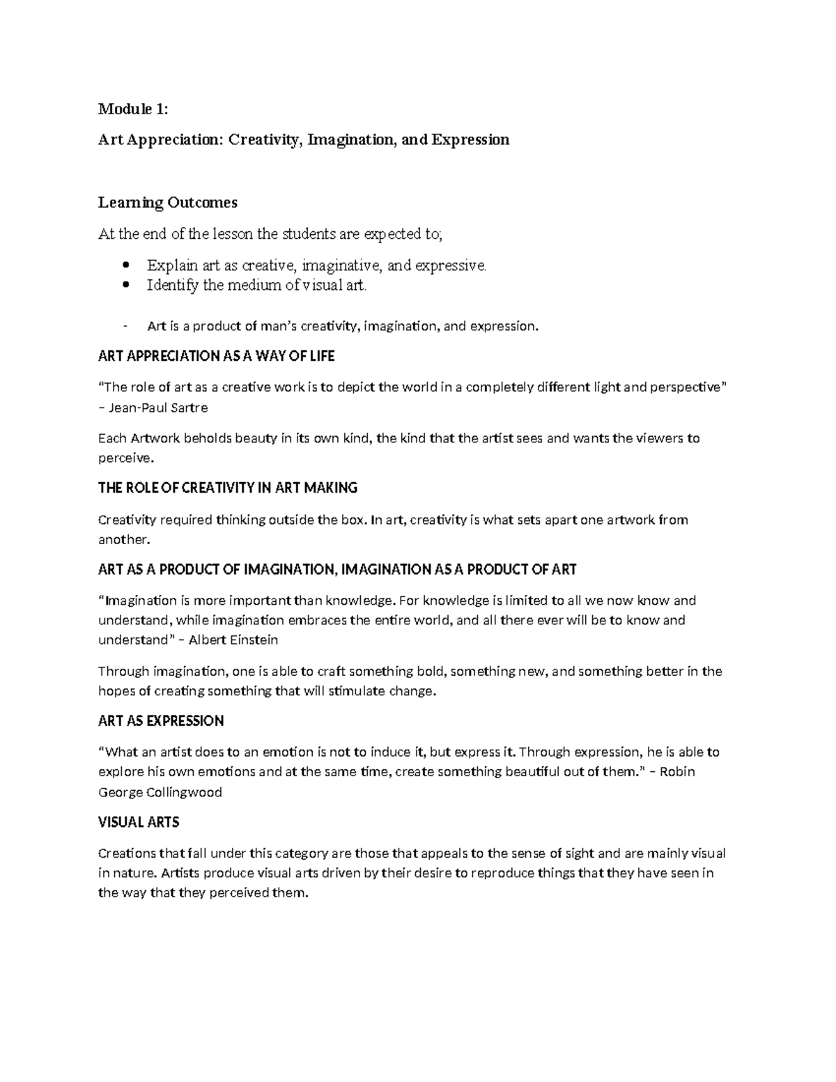 Module #1 Art App - Lecture Note - Module 1: Art Appreciation ...