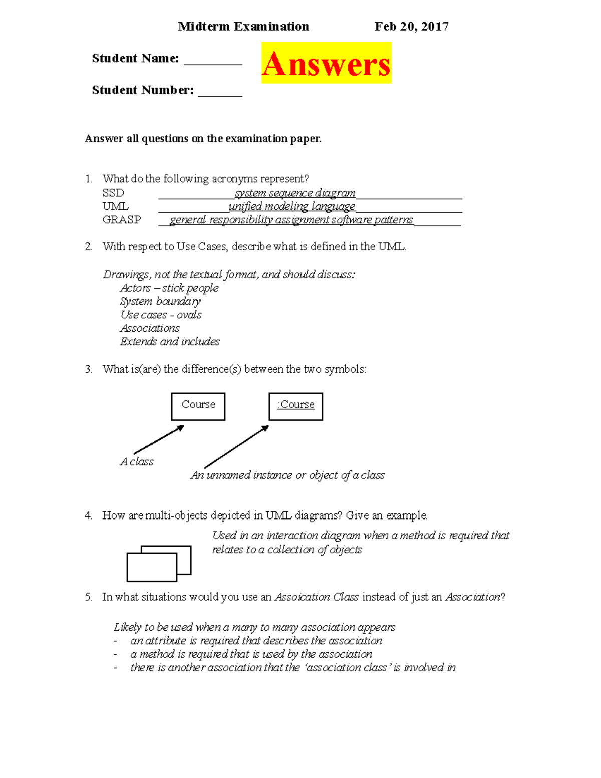 Midterm Exam 20 February 2017, questions and answers - Midterm ...