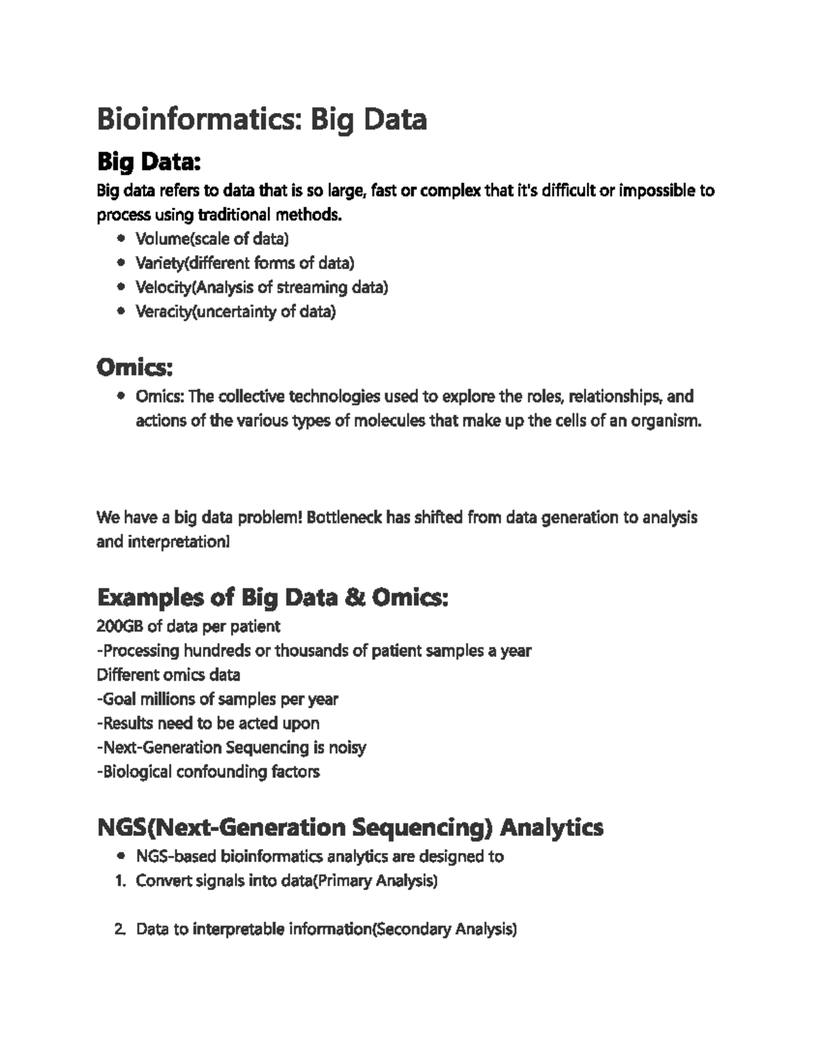Bioinformatics Big Data - BMEG 101 - Studocu
