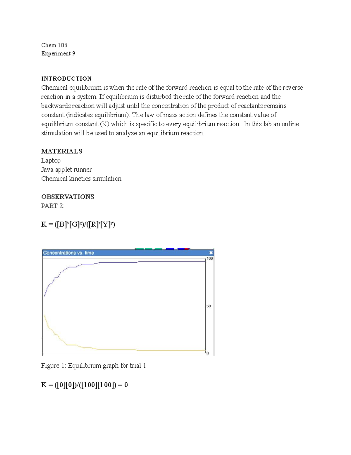 Experiment 9 + 10 lab report - CHEM 106 - Hunter College - Studocu