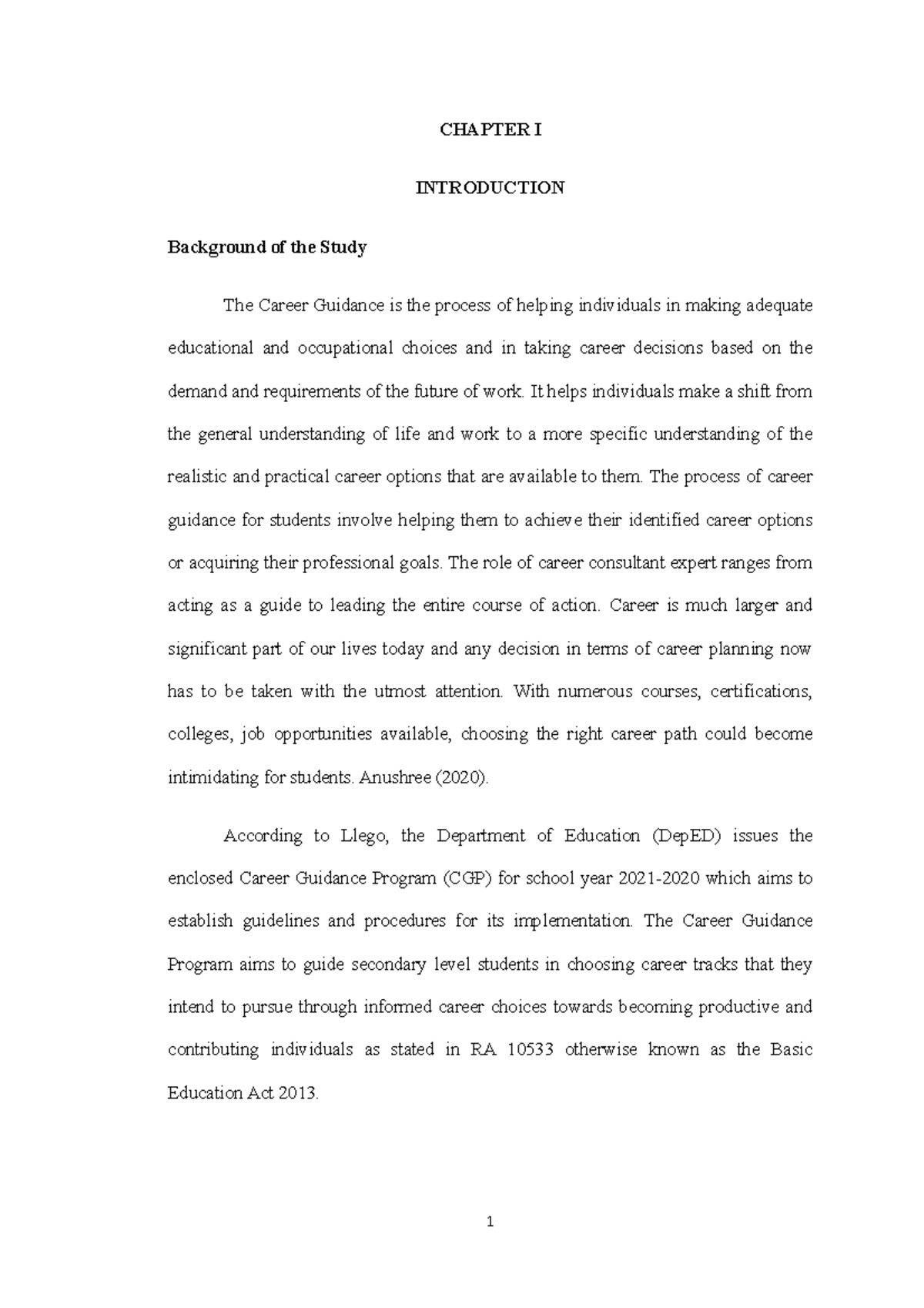 Chapter I - nothing - CHAPTER I INTRODUCTION Background of the Study ...