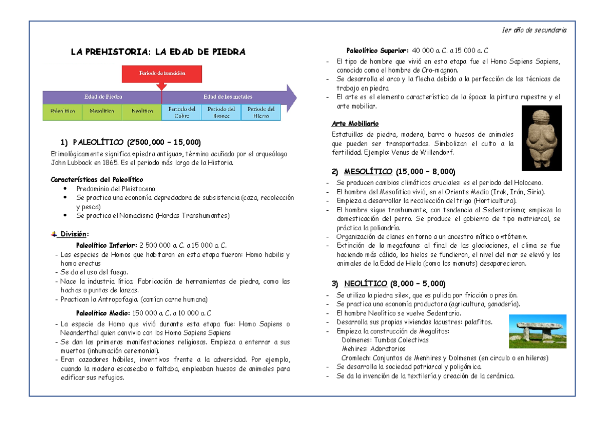 Paleolitico ficha de lectura y activ - 1er año de secundaria LA ...
