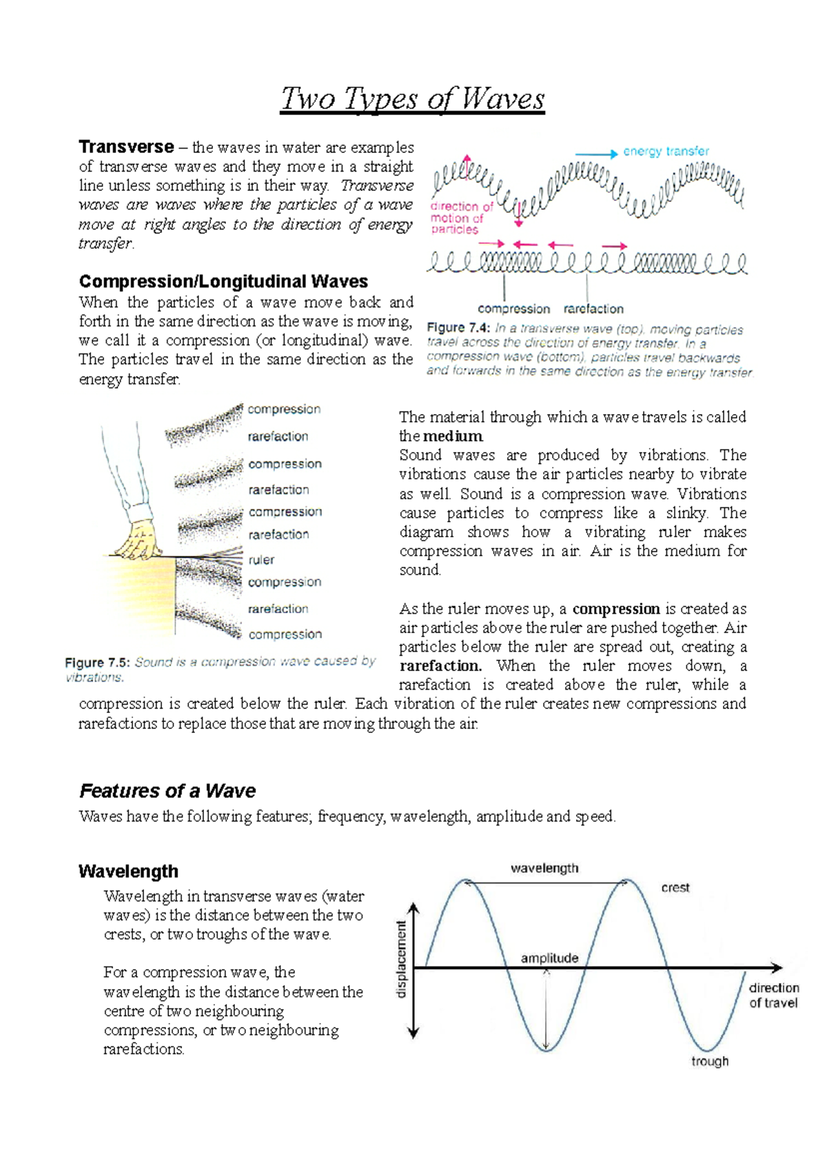 Ws cn Two Types of Waves - science - Two Types of Waves Transverse ...