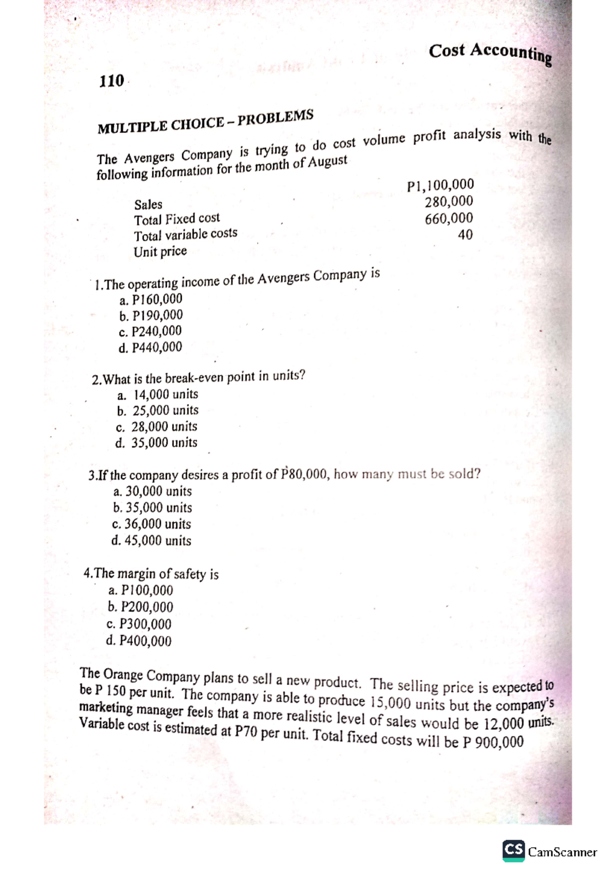 Chapter 4 Multiple Choice Problems - Cost Accounting and Control - Studocu