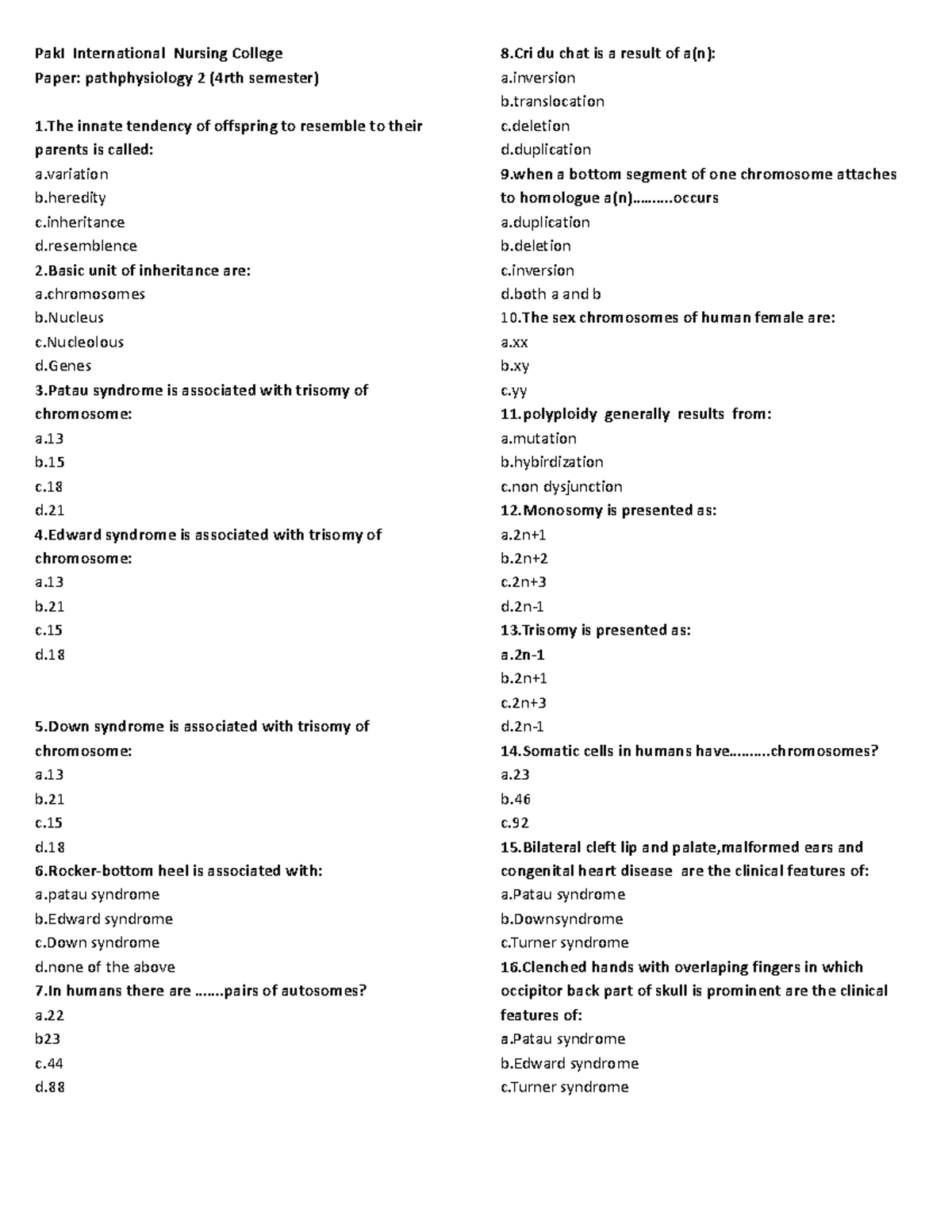 [04] Pak International Paper - PakI International Nursing College Paper ...