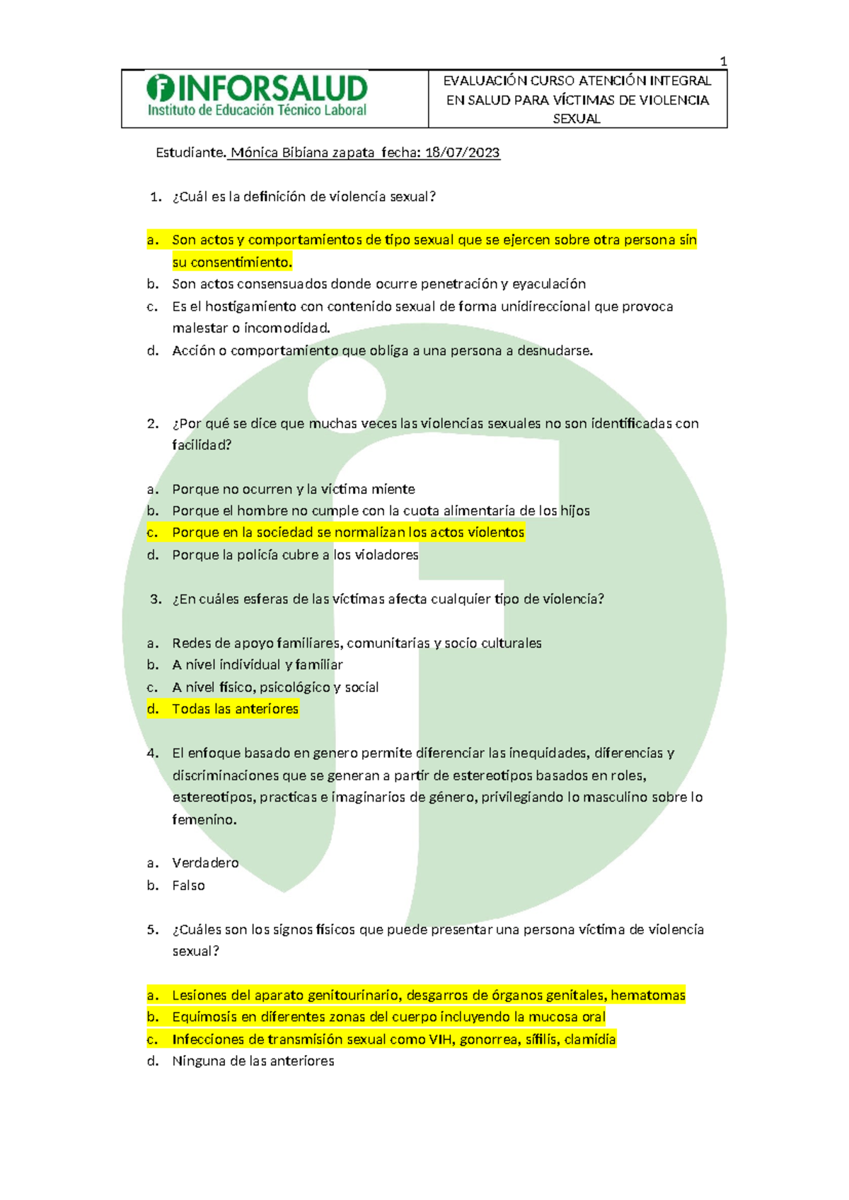 Evaluacion de codigo blanco - 1 EVALUACIÓN CURSO ATENCIÓN INTEGRAL EN ...