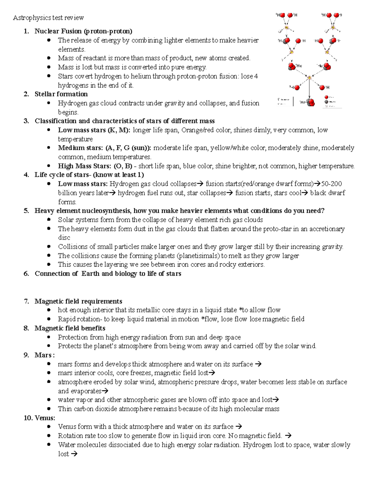 CLASSIFICATION OF STARS INTRO - Astrophysics test review Nuclear Fusion ...