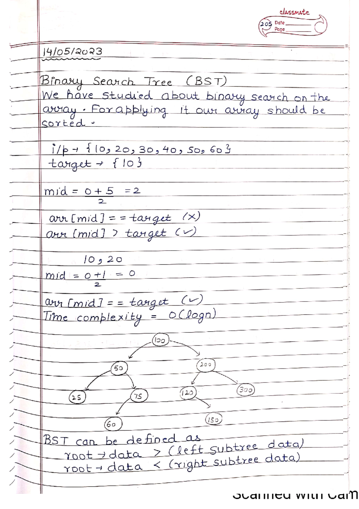BST Class I Notes 14th May 2023 - Data Structures and Algorithms - Studocu