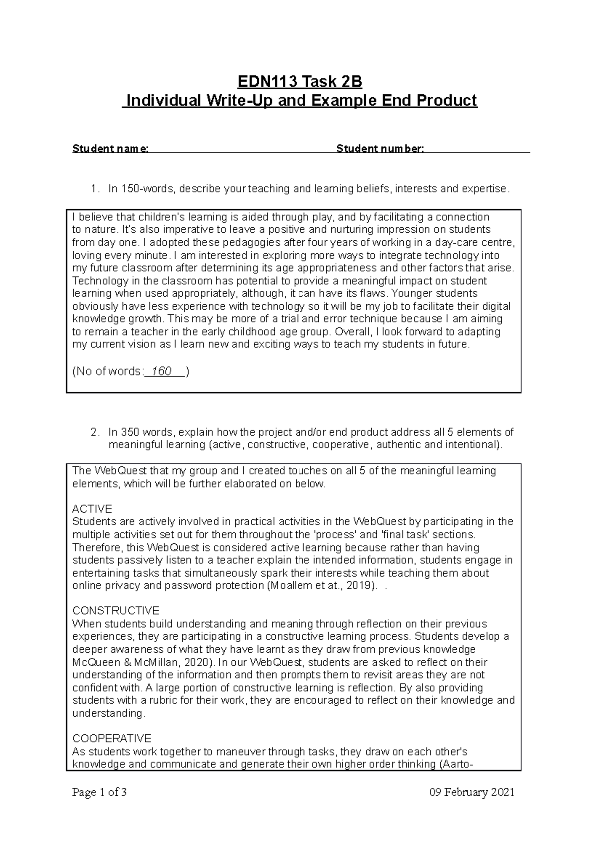 2021 EDN113 Task2Bii - n/a - EDN113 Task 2B Individual Write-Up and ...