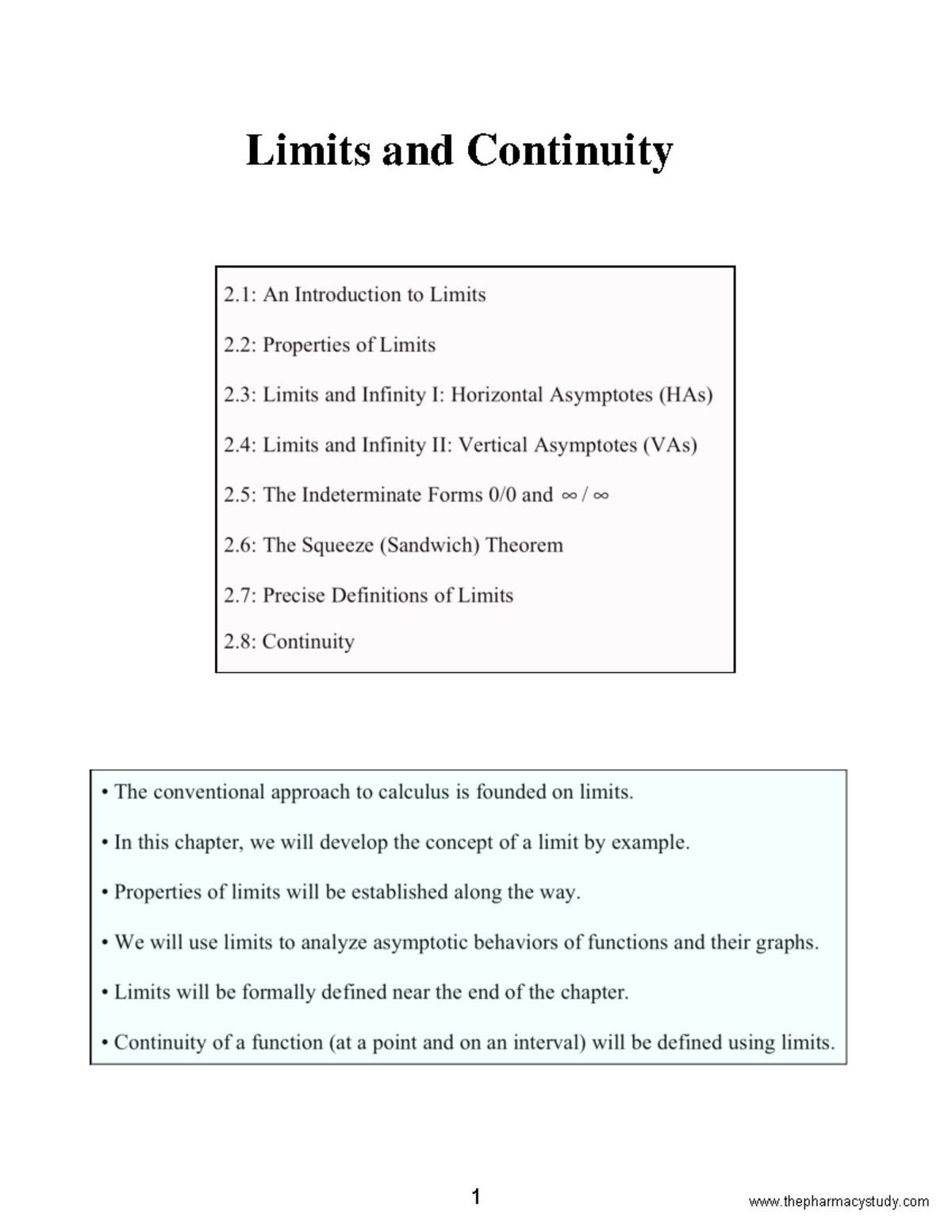 Limits-and-Continuity - 2: An Introduction to Limits 2: Properties of Limits 2: Limits and ...