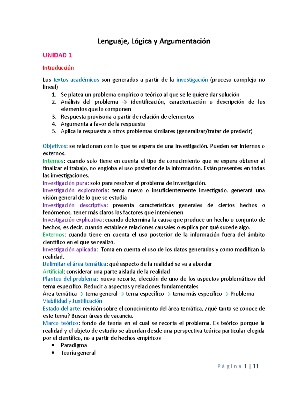 Leng., Lógica y Argu - Lenguaje, Lógica y Argumentación UNIDAD 1 Introducción Los textos ...