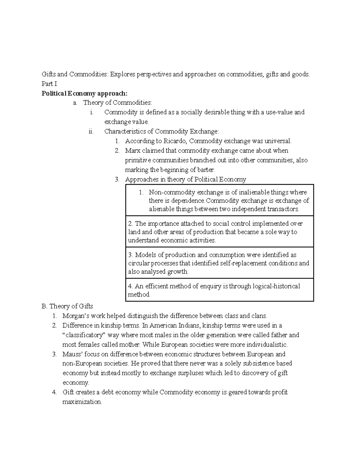 GS 10B reading note - Gifts and Commodities: Explores perspectives and ...