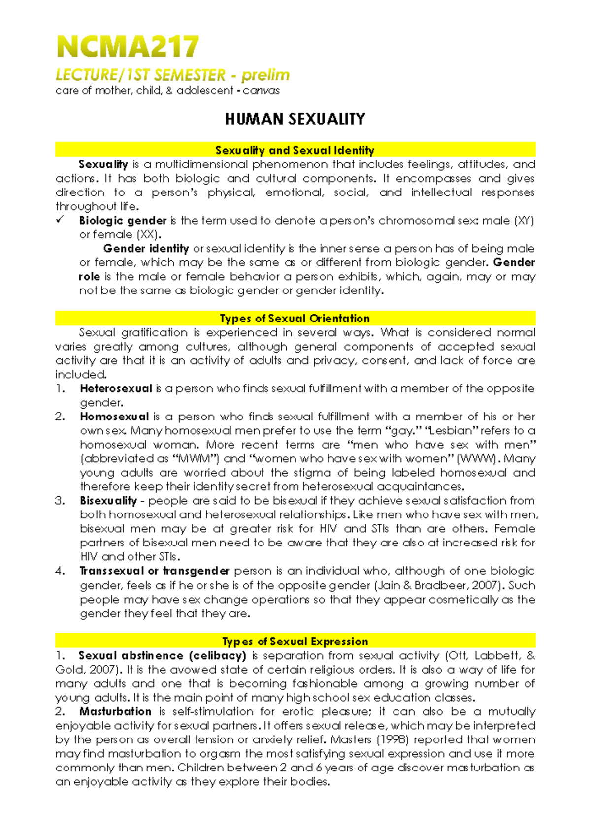 Human Sexuality Reproductive Development - HUMAN SEXUALITY Sexuality ...