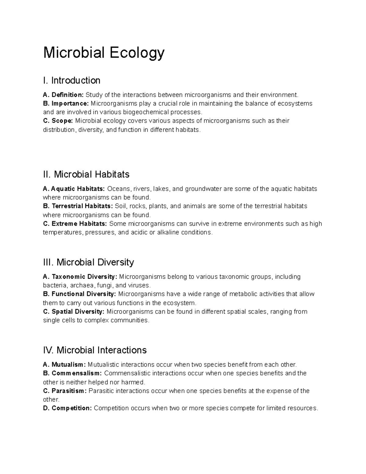 Microbiology (BIO-2010 ) Lecture 26 - Microbial Ecology - Microbial ...