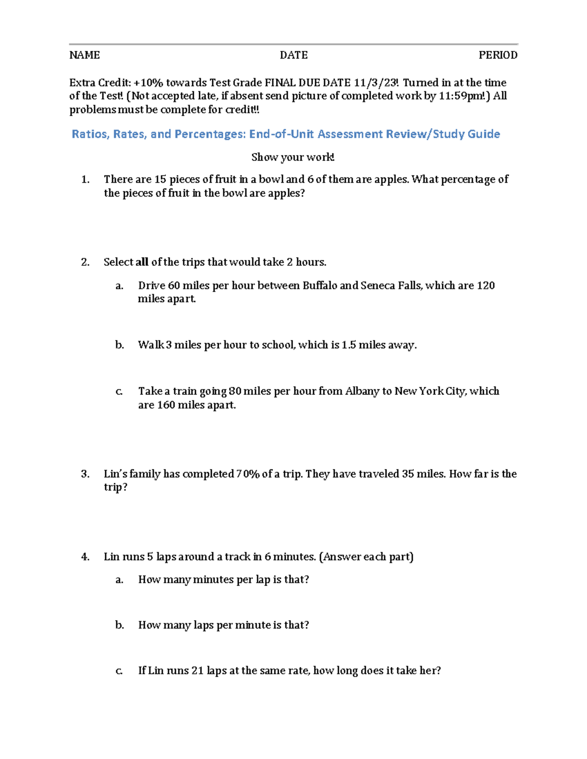 6th grade unit 3 study guide review 1698684306 - NAME DATE PERIOD Extra ...