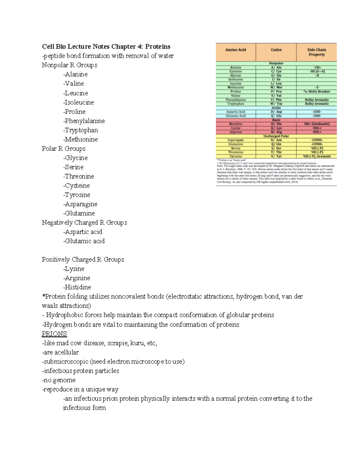 Cell Bio Lecture Notes Chapter 4 - Studocu