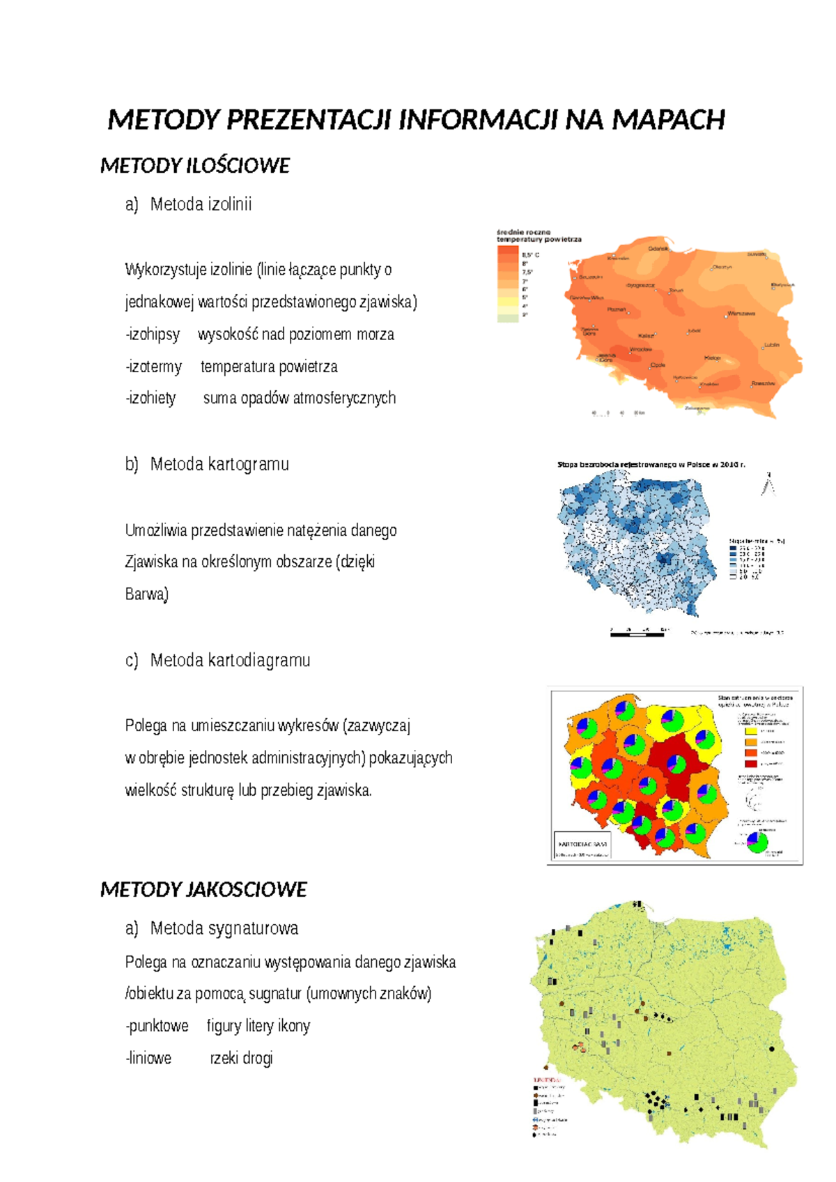 Metody Prezentacji Informacji NA Mapach METODY PREZENTACJI INFORMACJI