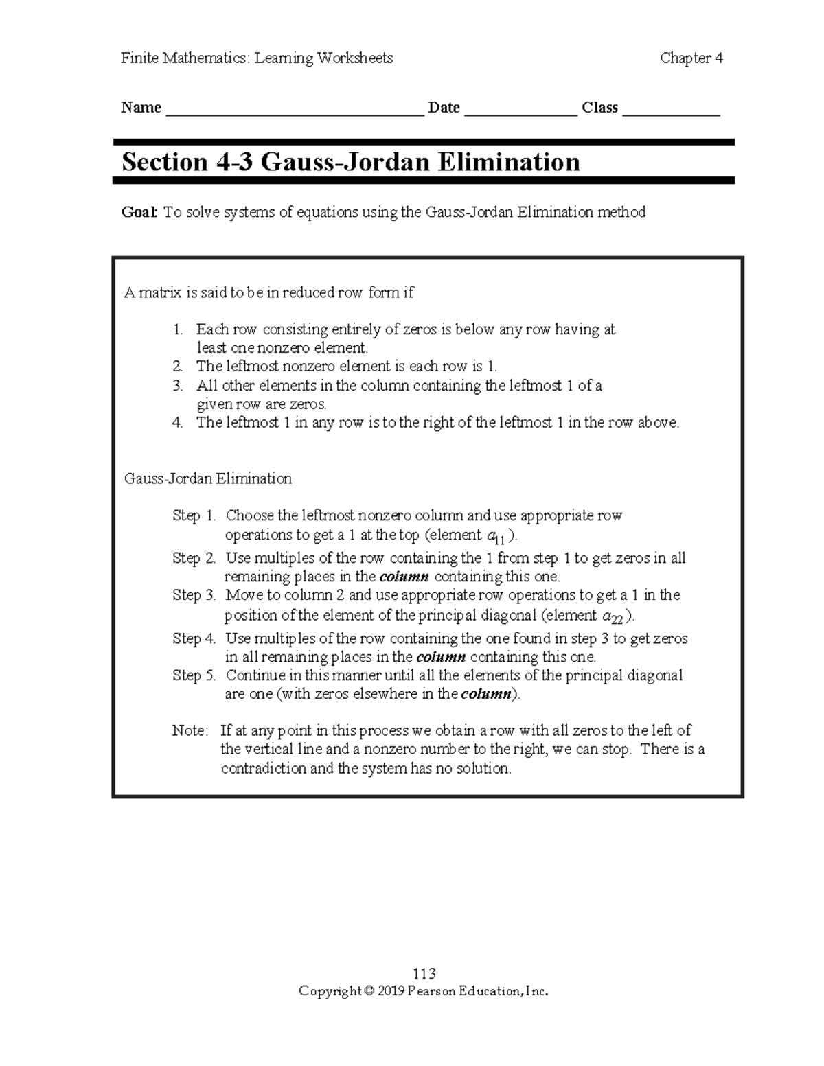 4 - Gauss-Jordan Elimination practice - Finite Mathematics: Learning ...