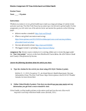 Global Health HW 7 - Module 7 HW – Global Health Solutions & Challenges ...