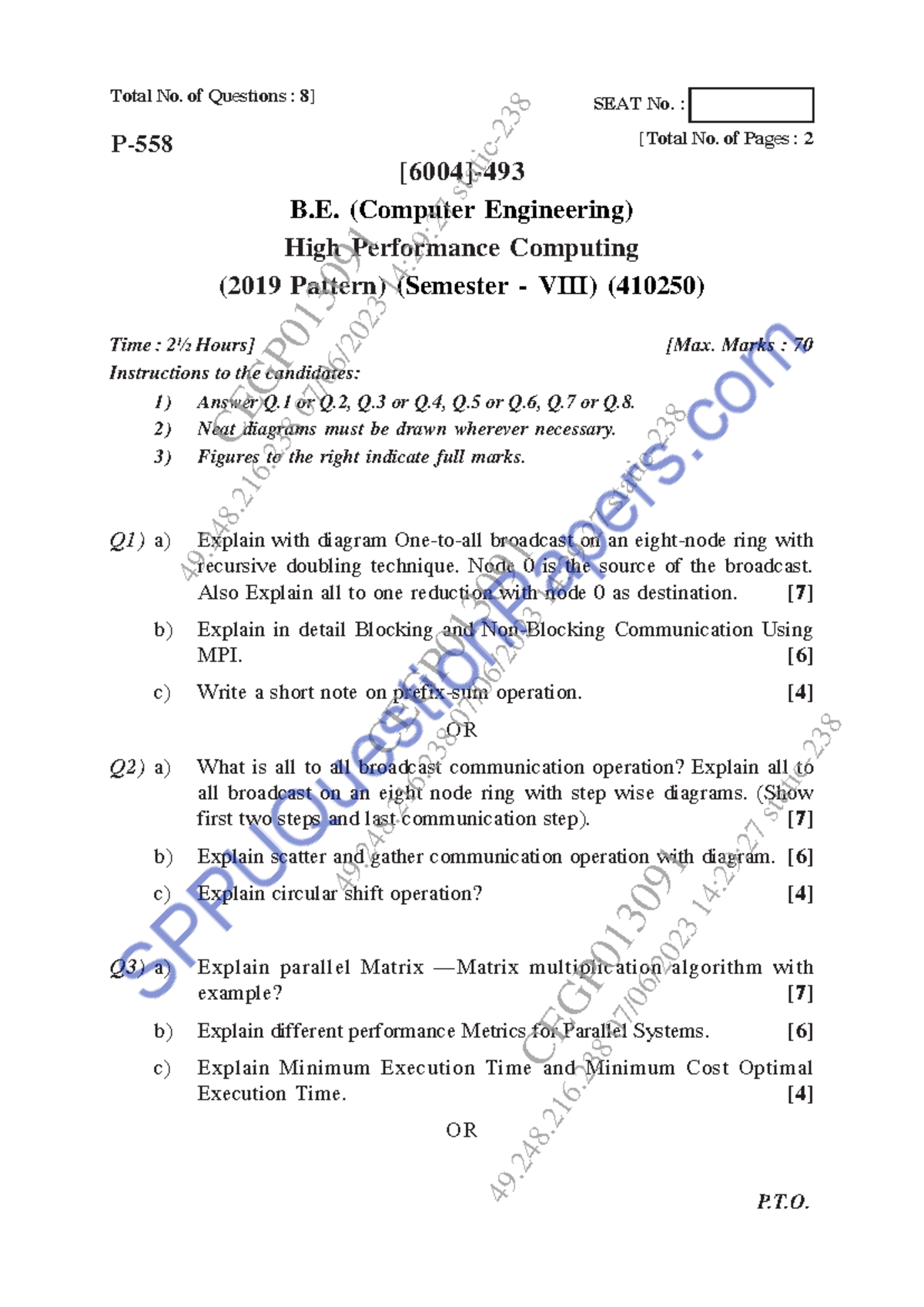 Be computer-engineering semester-8 2023 may high-performance-computing-hpc-2019-pattern - Q1) a ...