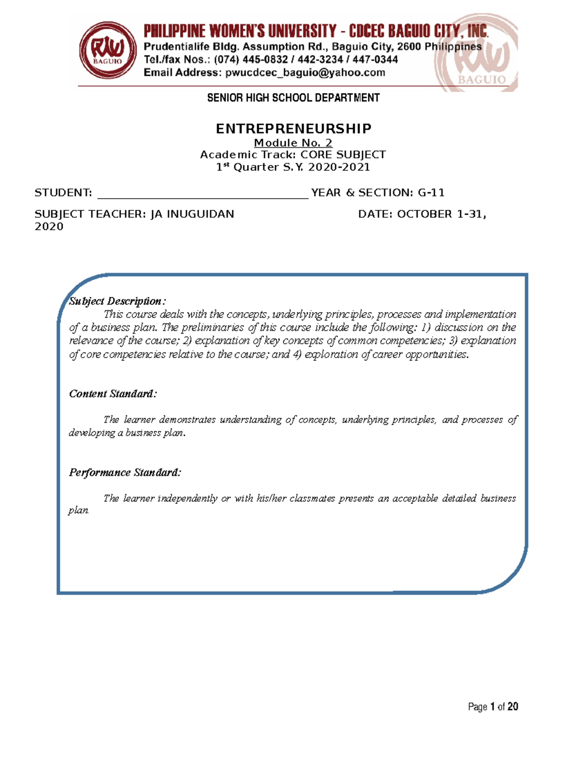 Entrepreneurship 2 - business - SENIOR HIGH SCHOOL DEPARTMENT ...