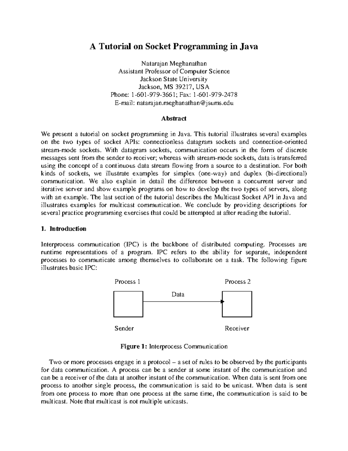 Socket Programming In Java 14324 Copy A Tutorial On Socket Programming In Java Natarajan 