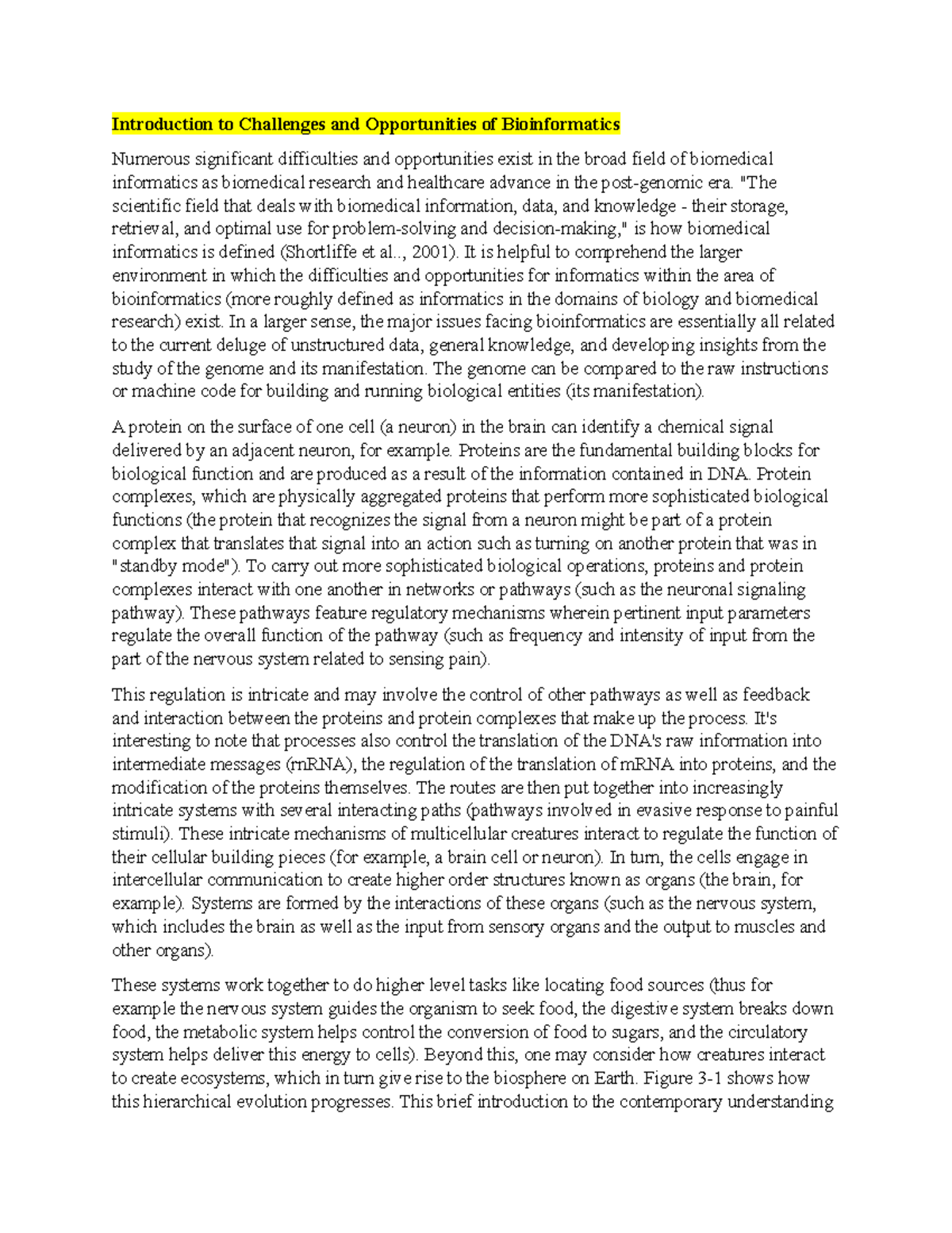 Introduction to Challenges and Opportunities of Bioinformatics - "The ...