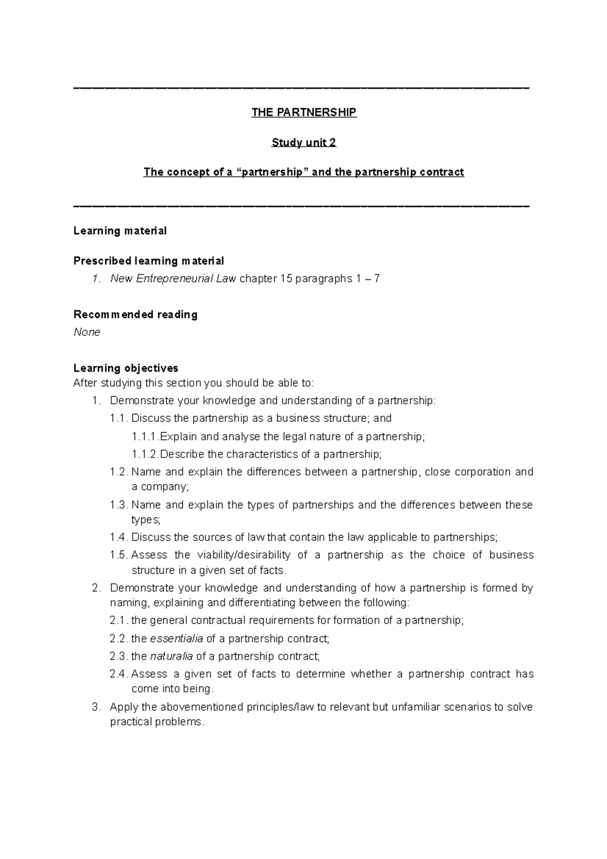 study-unit-2-the-concept-of-a-partnership-and-the-partnership