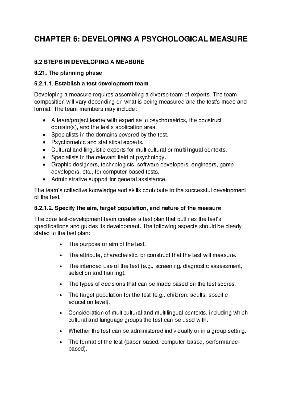 Chapter 6- developing psychological assessment - CHAPTER 6 : DEVELOPING ...